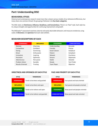 DISC Assesment (questions and the results) | PDF