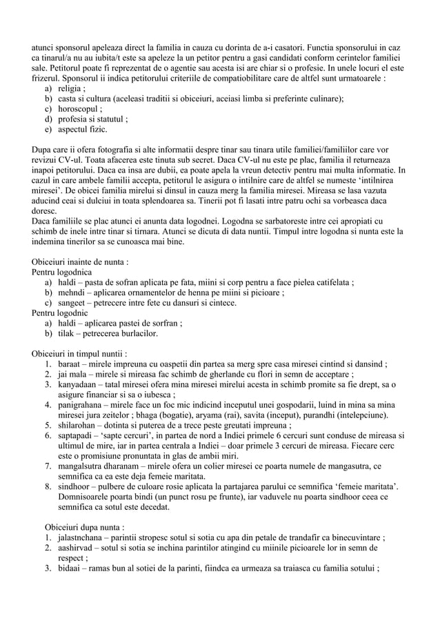 Discurs nunta indiana | DOC