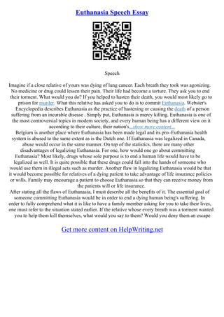 Discursive Essay On Euthanasia | PDF