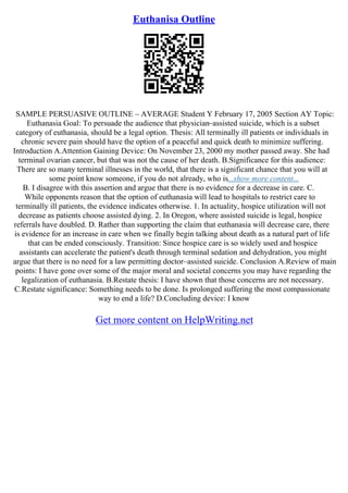 Discursive Essay On Euthanasia | PDF