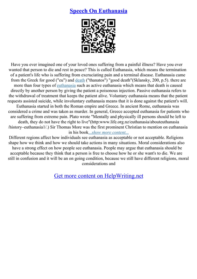 Discursive Essay On Euthanasia | PDF