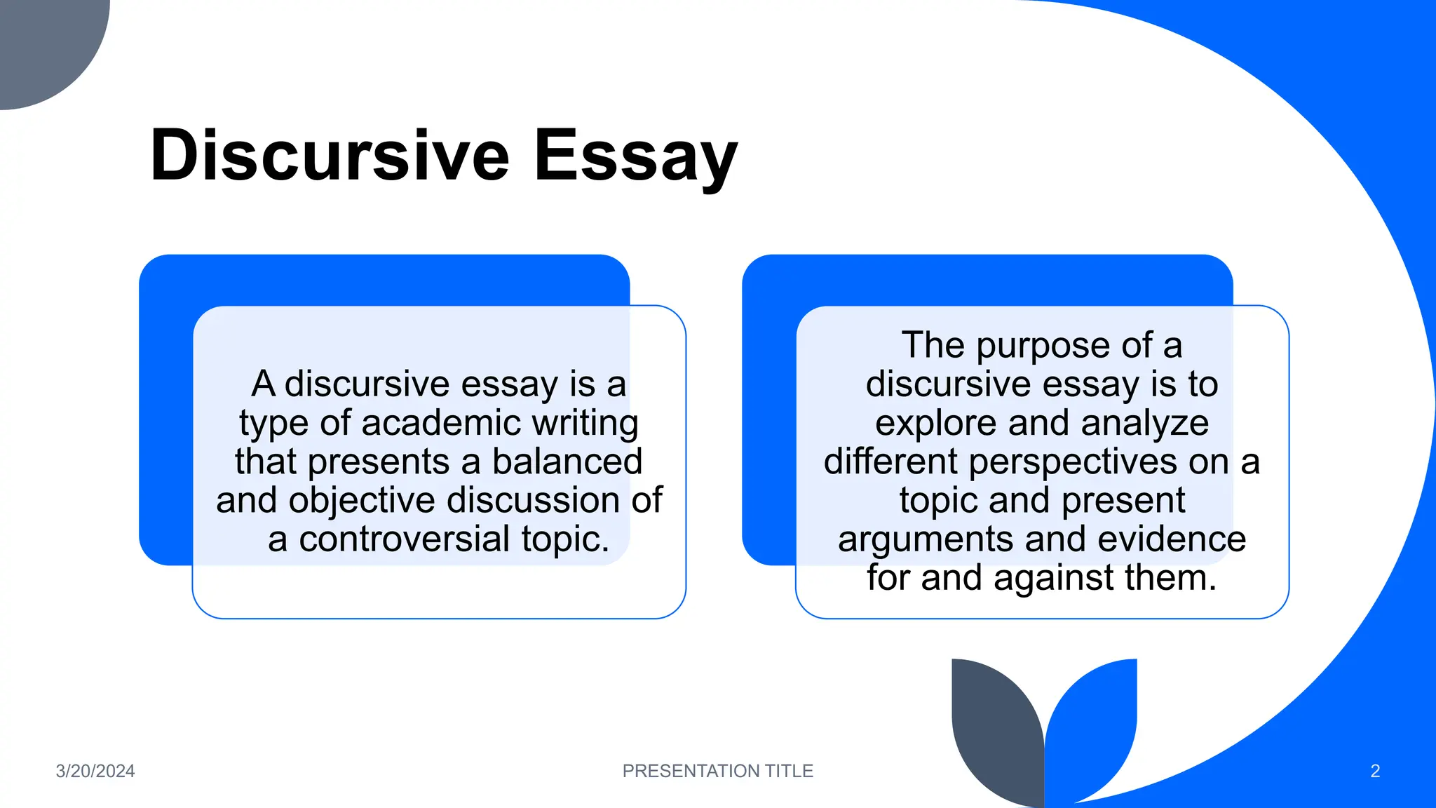 Discursive Essays in English Language ppt | PPT