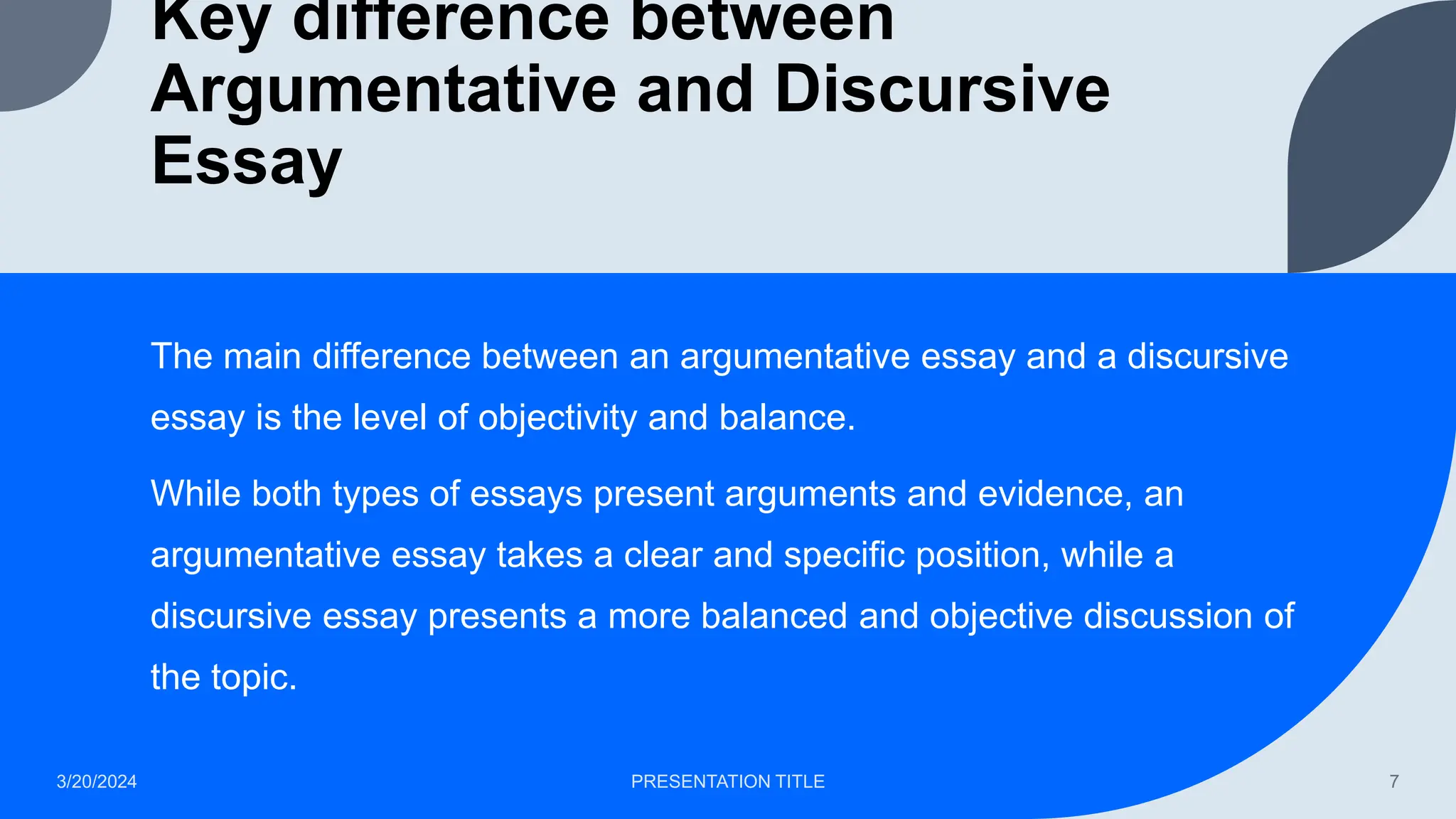 Discursive Essays in English Language ppt | PPT