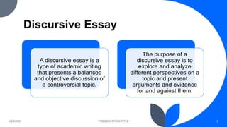 Discursive Essays in English Language ppt | PPT