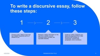 Discursive Essays in English Language ppt | PPT