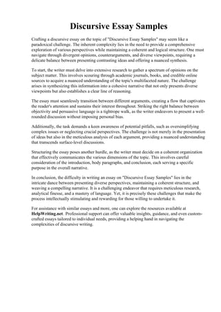 Discursive Essay Samples. FREE 5 Sample Discursive Writing Templates in ...