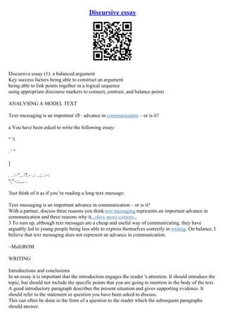 Discursive Essays Examples | PDF
