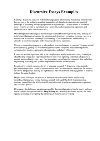 Discursive Essays Examples.pdf | Homework and Study | Education