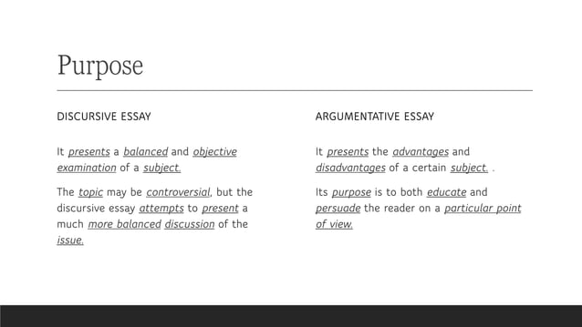 Discursive and argumentative essay writing | PPT