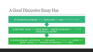 Discursive and argumentative essay writing | PDF