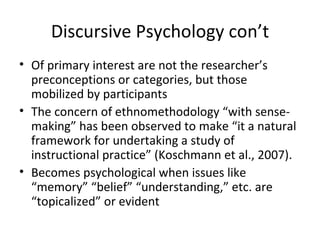 Discursive Psychology And Social Technology | PPT