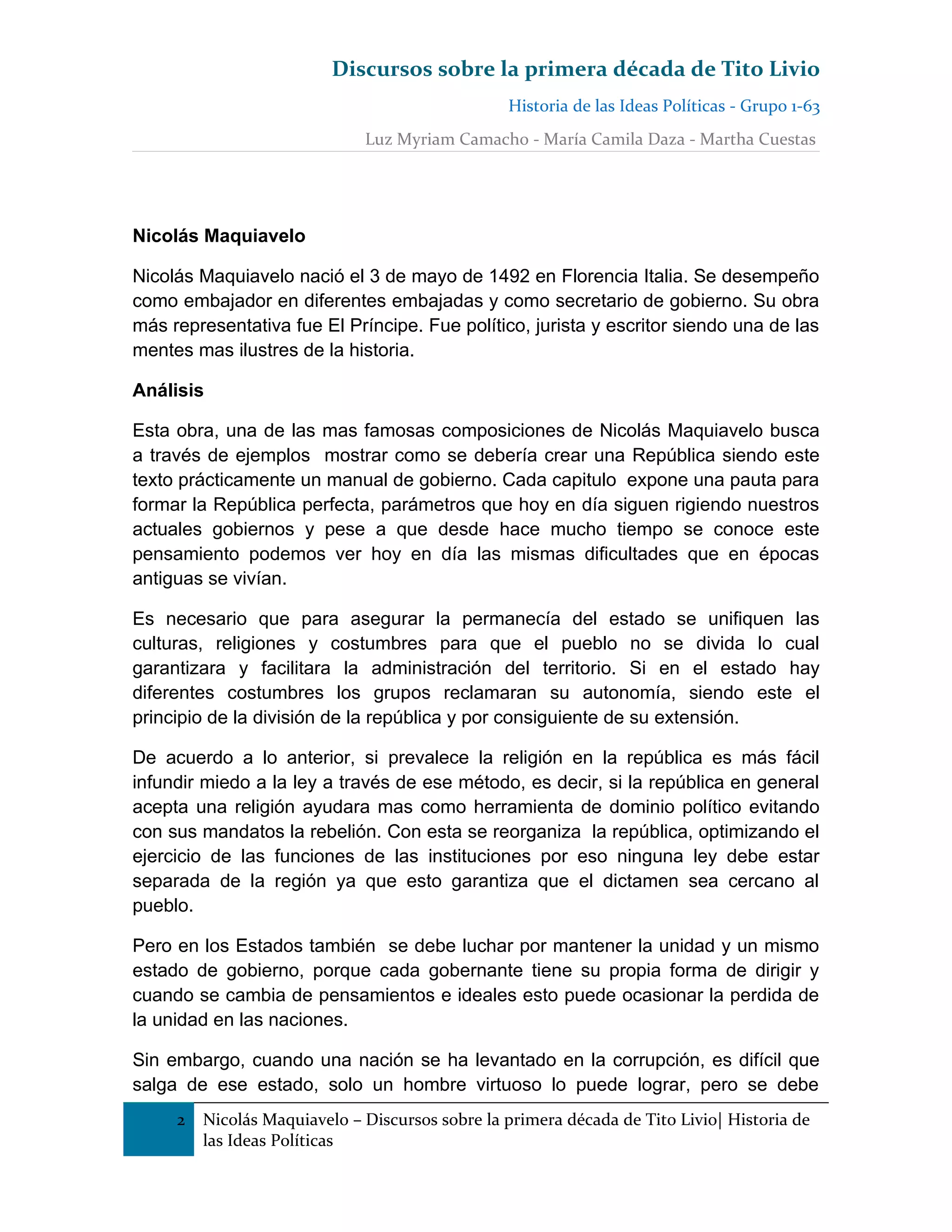 Discursos sobre la primera década de tito livio.l | DOC