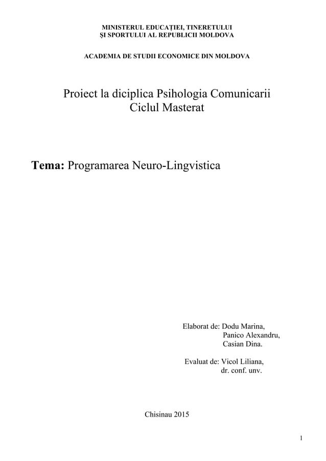 Discurs programarea neuro-lingvistica | PDF