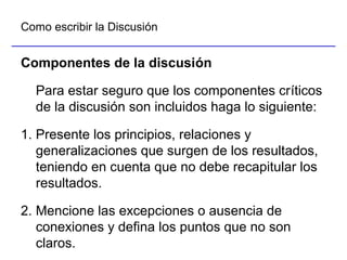Discusión de un artículo científico | PPT