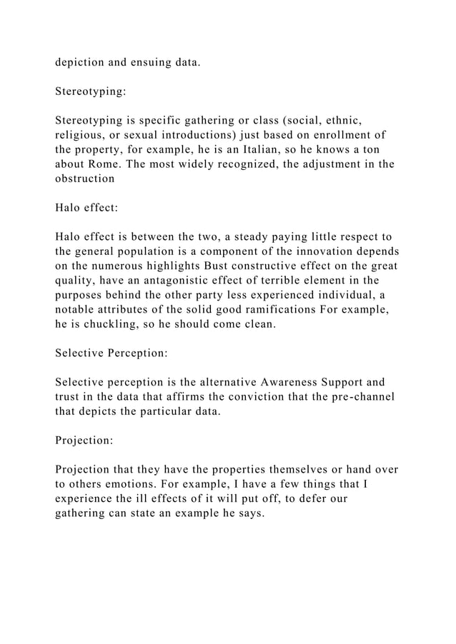 Discusses four types of perceptual distortions stereotyping, halo ...