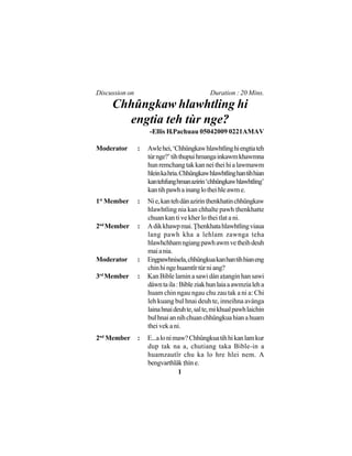 Discussion On Chhungkaw Hlawhtling Hi Engtia Teh Tur Nge | PDF