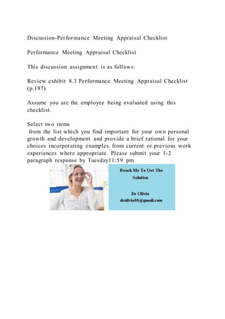 Discussion performance meeting appraisal checklist performance me | DOCX
