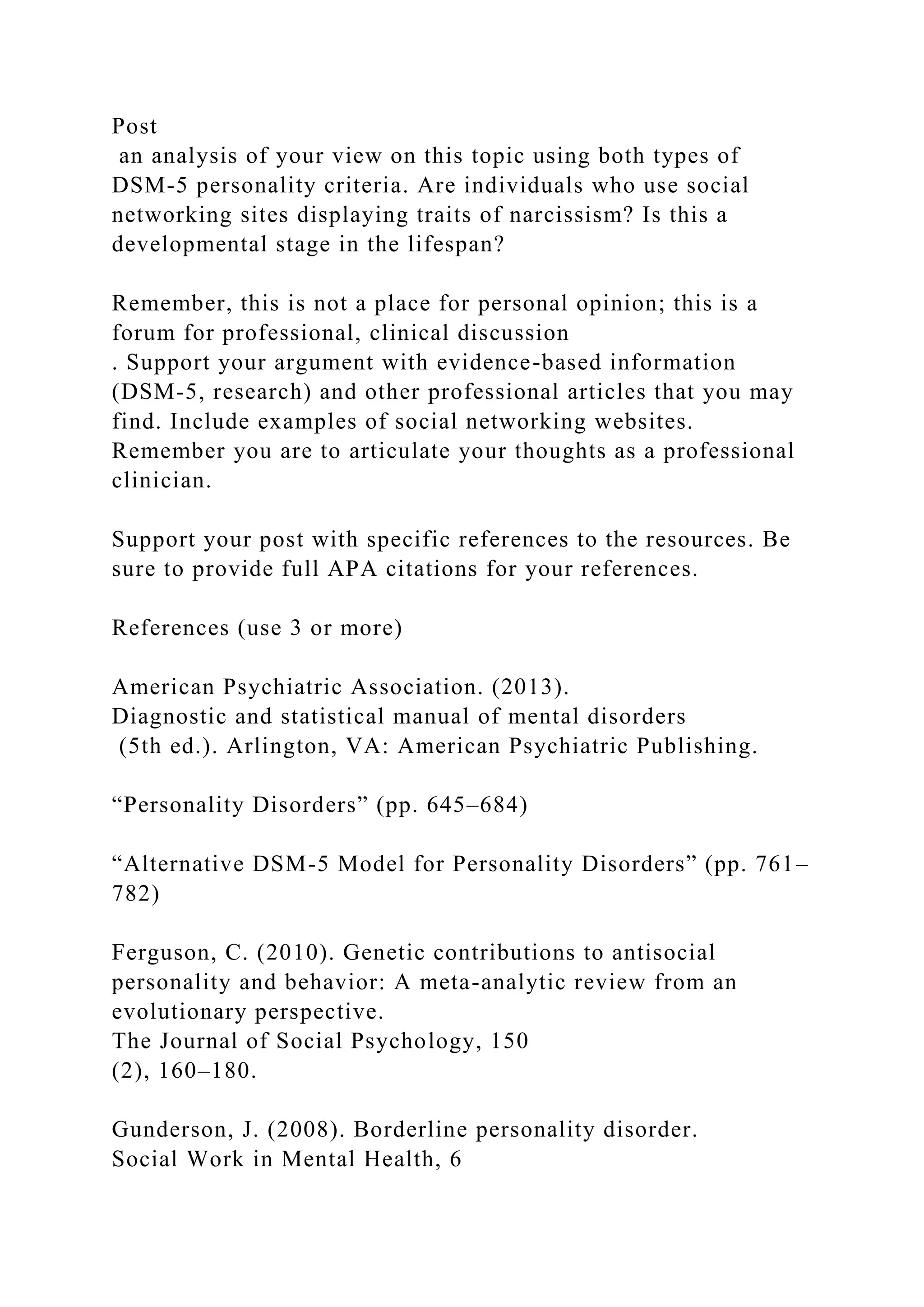 Discussion 1 Alternative Model of Personality Disorders.docx