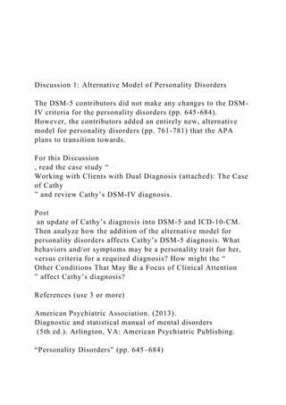 Discussion 1 Alternative Model of Personality Disorders.docx