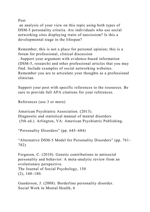 Discussion 1 Alternative Model of Personality Disorders.docx