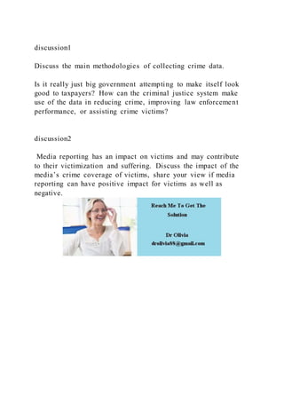 discussion1Discuss the main methodologies of collecting crime da | PDF