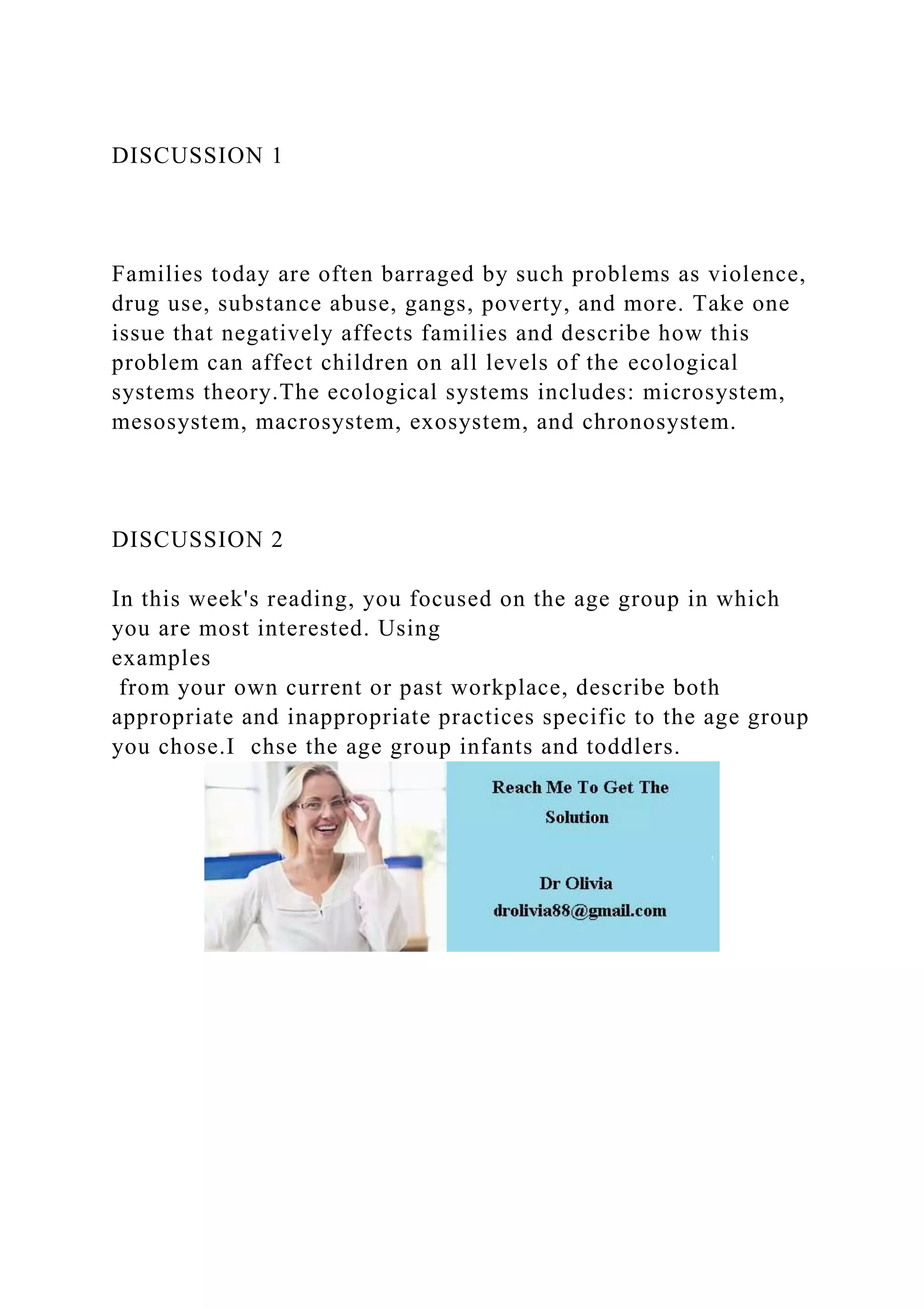 DISCUSSION 1Families today are often barraged by such proble | PDF