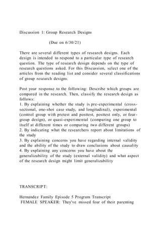 Discussion 1 Group Research Designs (Du | DOCX | Educational Assessment ...