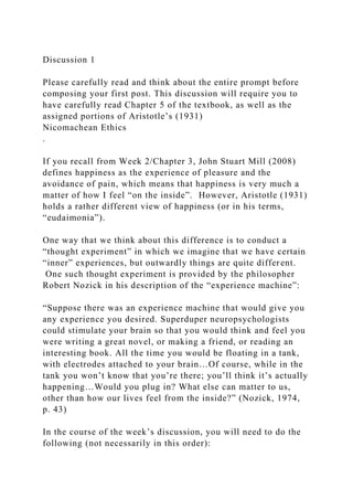 Discussion 1Please carefully read and think about the entire pro | PDF