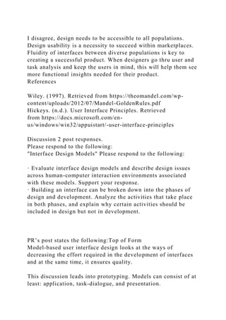 Discussion 1 post responses.Please respond to the followingE.docx