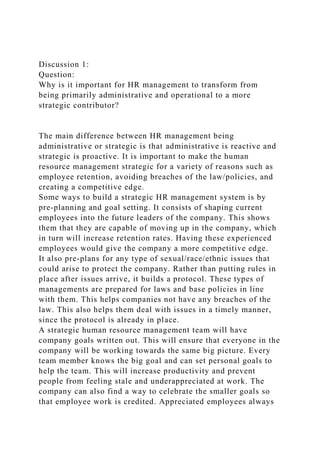 Discussion 1QuestionWhy is it important for HR management to.docx
