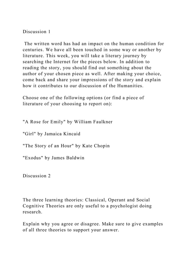 Discussion 1 The written word has had an impact on the human con.docx
