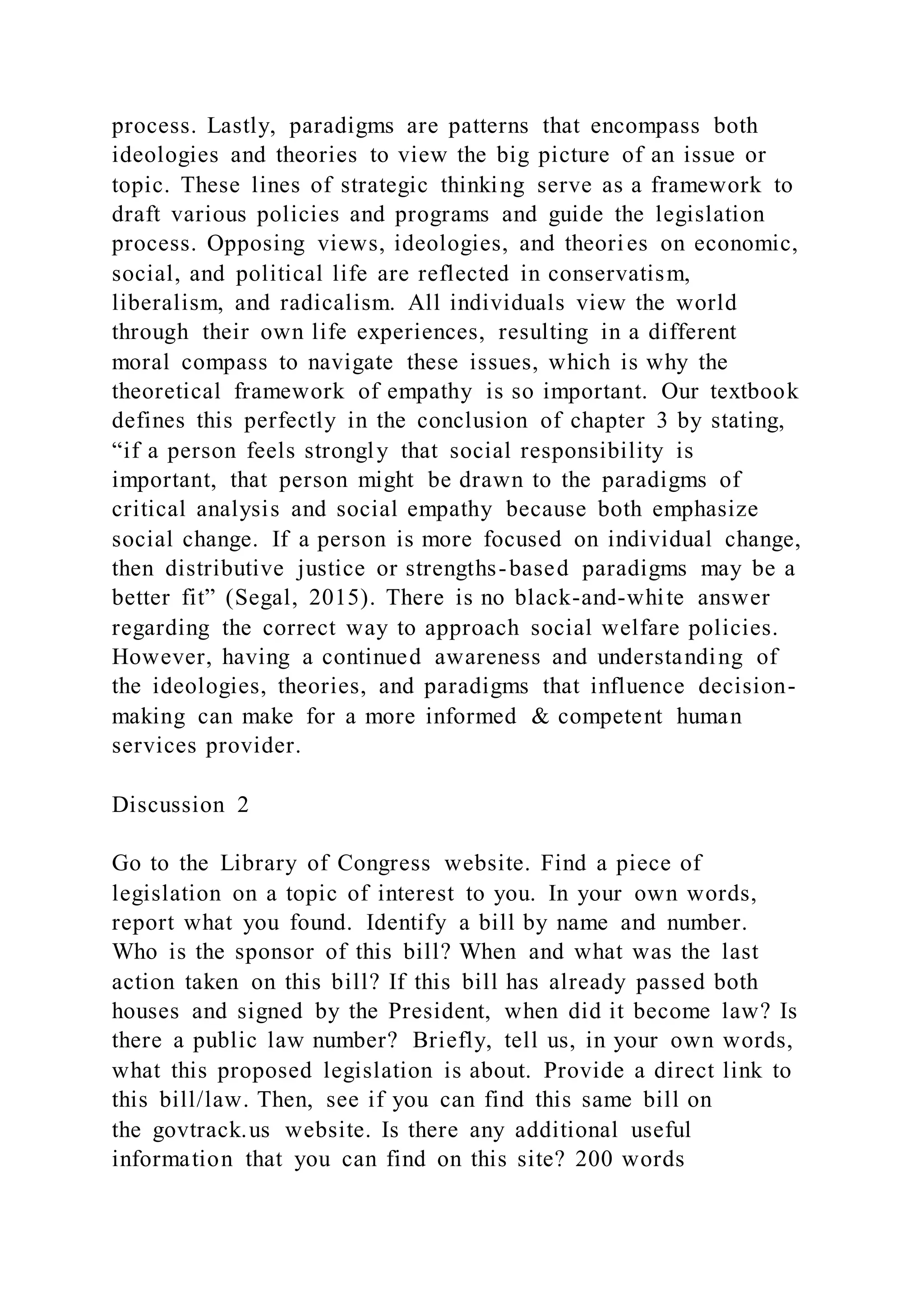 Discussion 1 What is the difference between an ideology, a the | DOCX