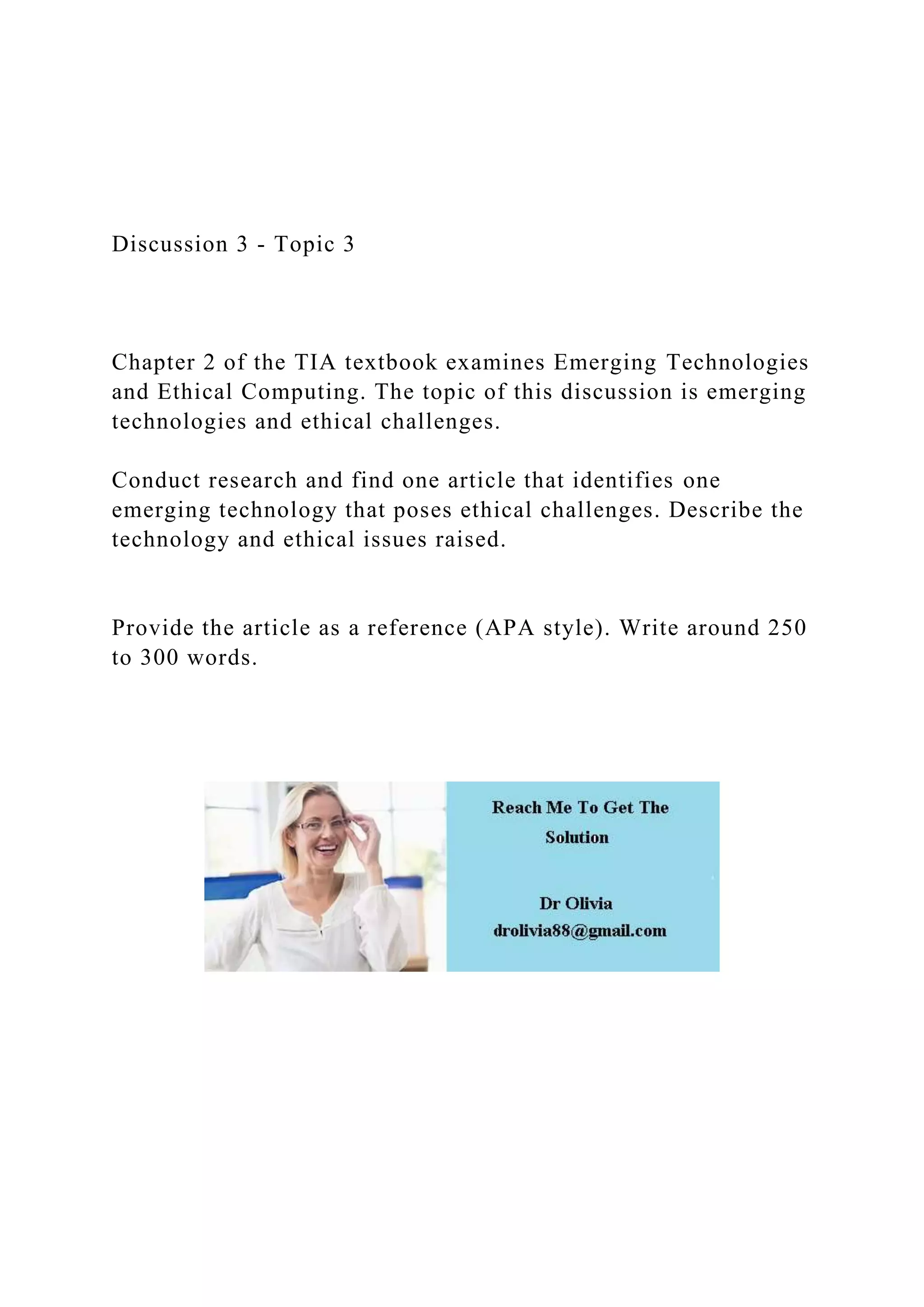 Discussion 3 - Topic 3Chapter 2 of the TIA textbook ex | DOCX