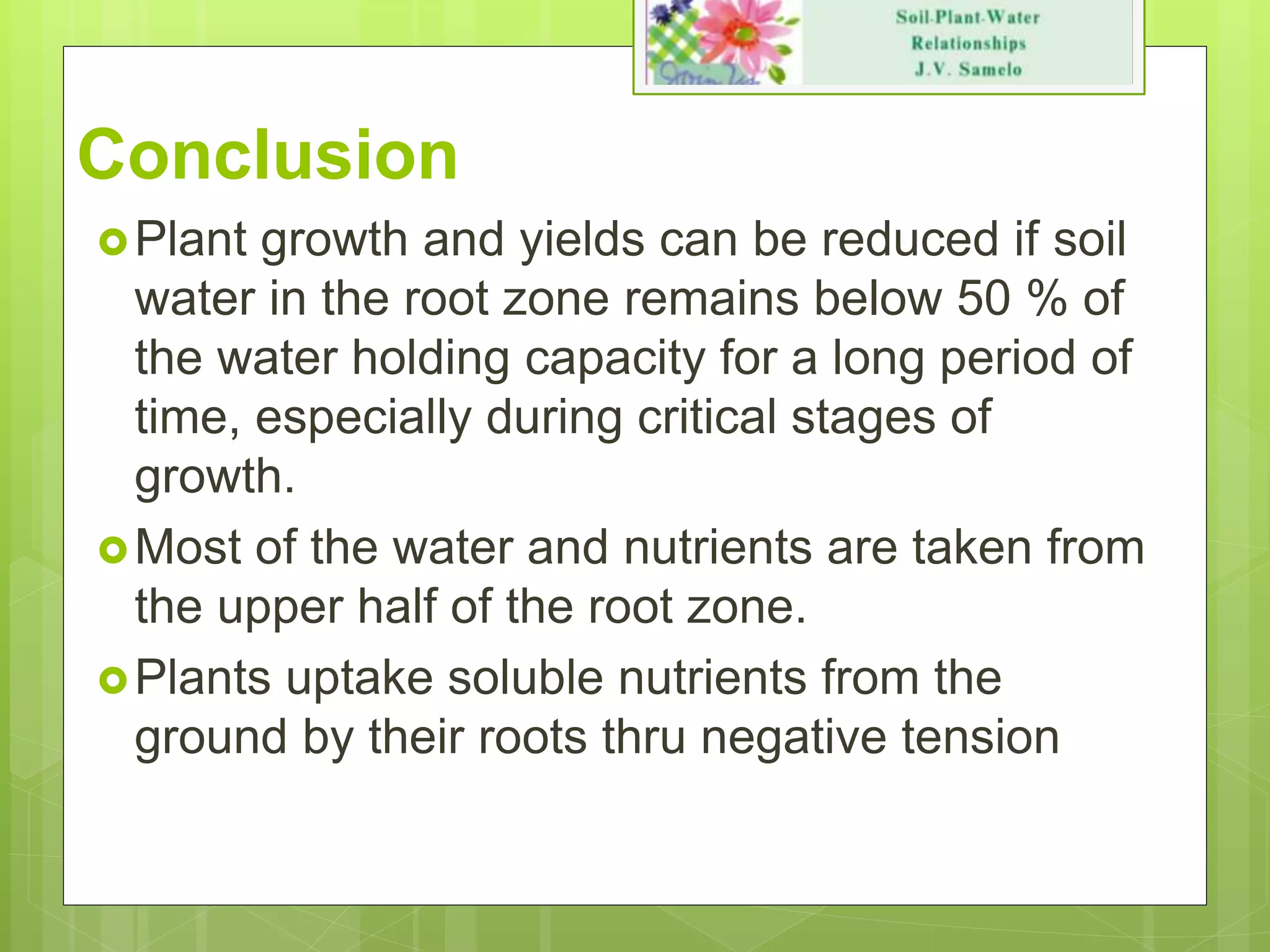 Soil- Plant- Water Relationships | PPTX