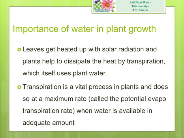 Soil- Plant- Water Relationships | PPTX