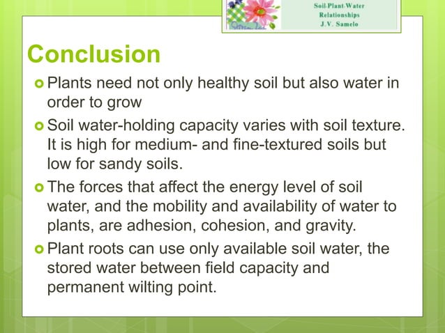 Soil- Plant- Water Relationships | PPTX