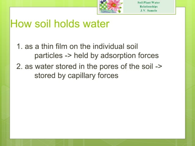 Soil- Plant- Water Relationships | PPTX