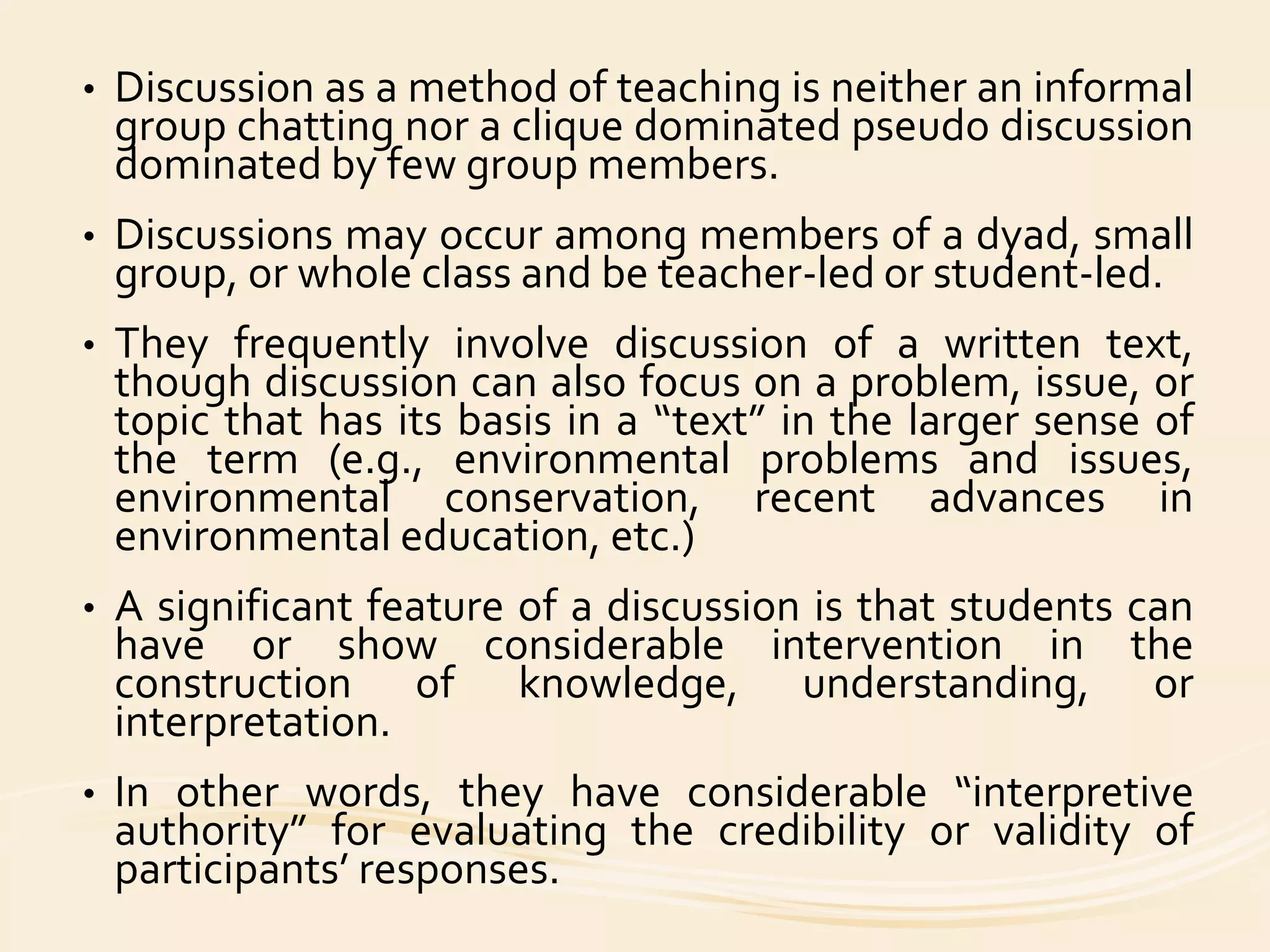 Discussion as a technique for teaching Environmental Education | PPTX