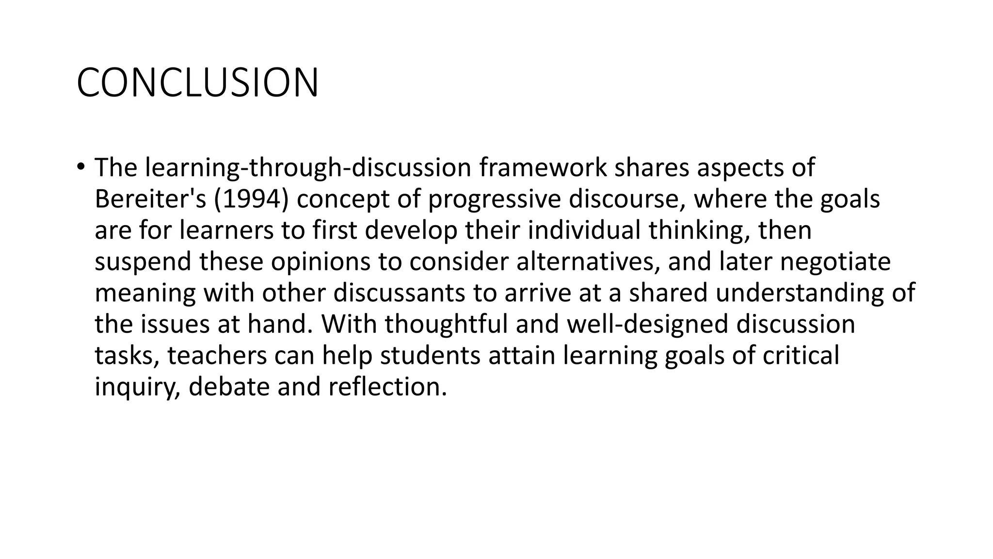 Discussion as a tool for learning | PPTX