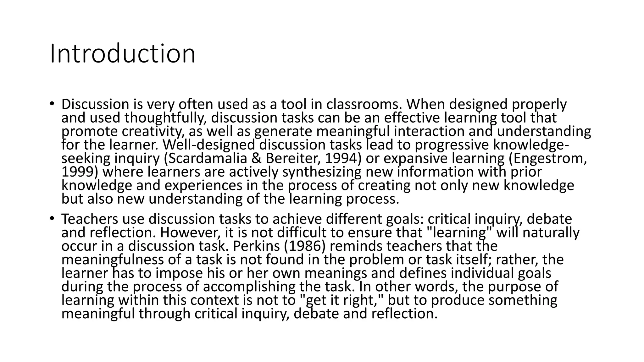 Discussion as a tool for learning | PPTX
