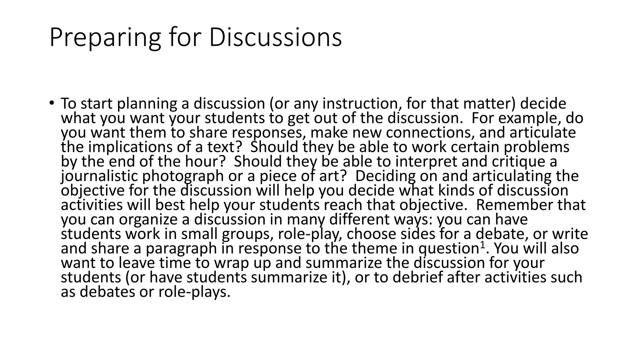 Discussion as a tool for learning | PPTX