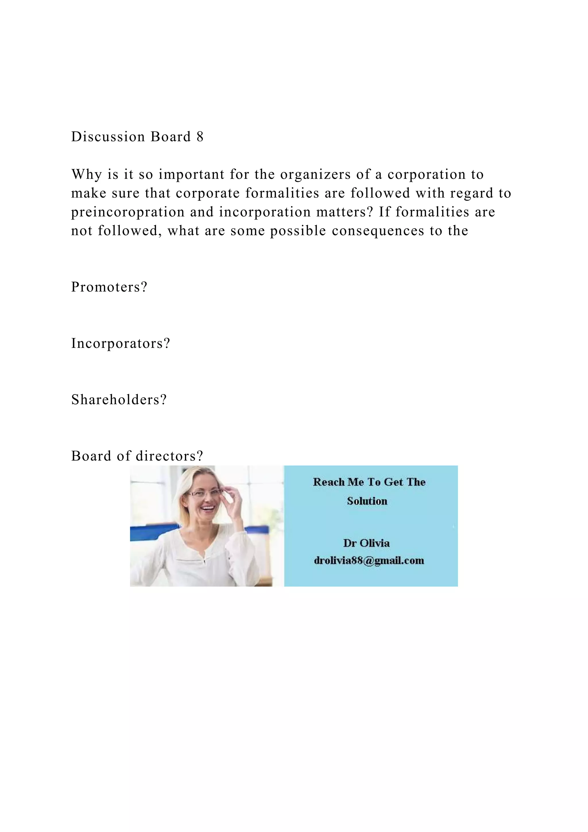 Discussion Board 8Why is it so important for the organizers .docx