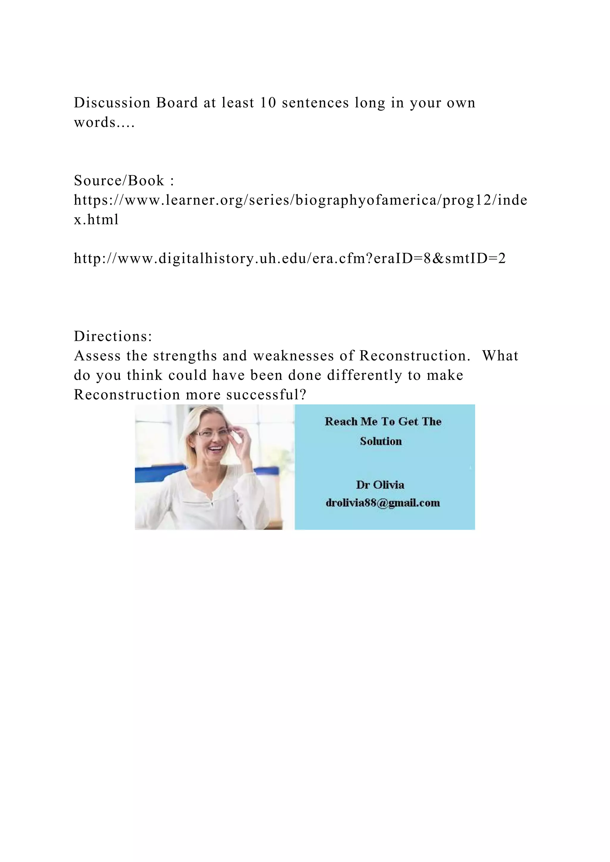 Discussion Board at least 10 sentences long in your own words.....docx