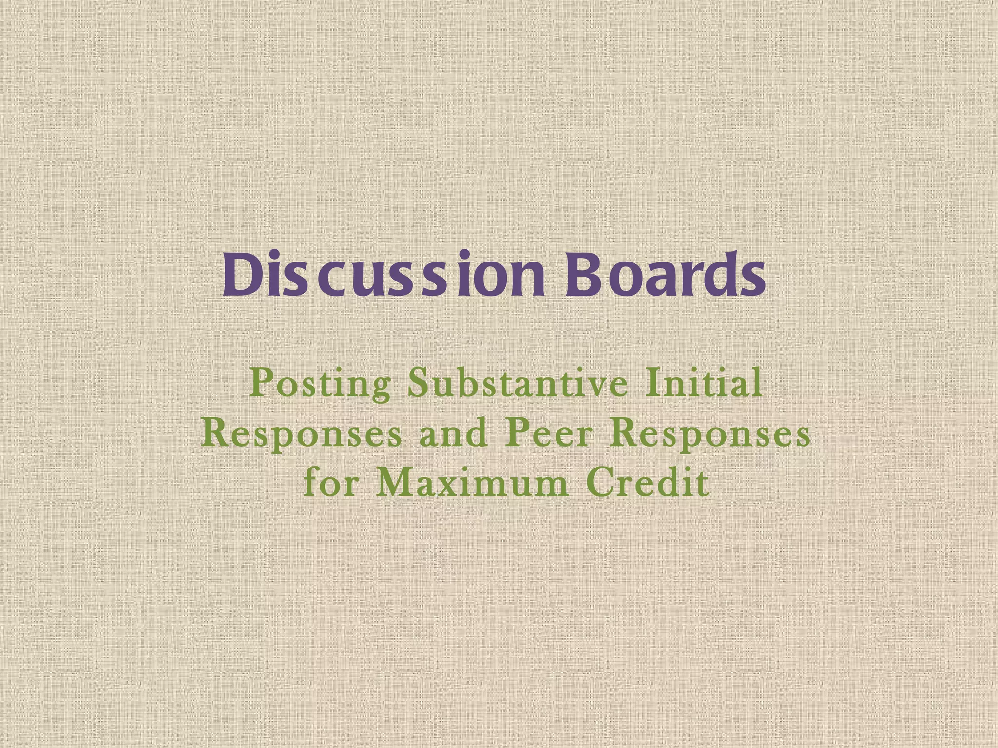Discussion boards | PPS
