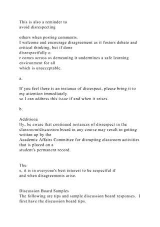 Discussion Board SamplesThe following are tips and sample discus.docx
