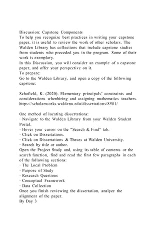 Discussion Capstone ComponentsTo help you recognize best practi | PDF