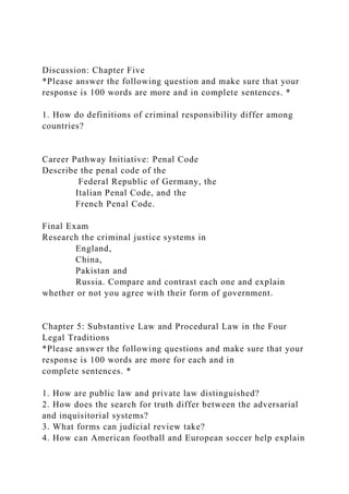 Discussion Chapter FivePlease answer the following question an.docx ...