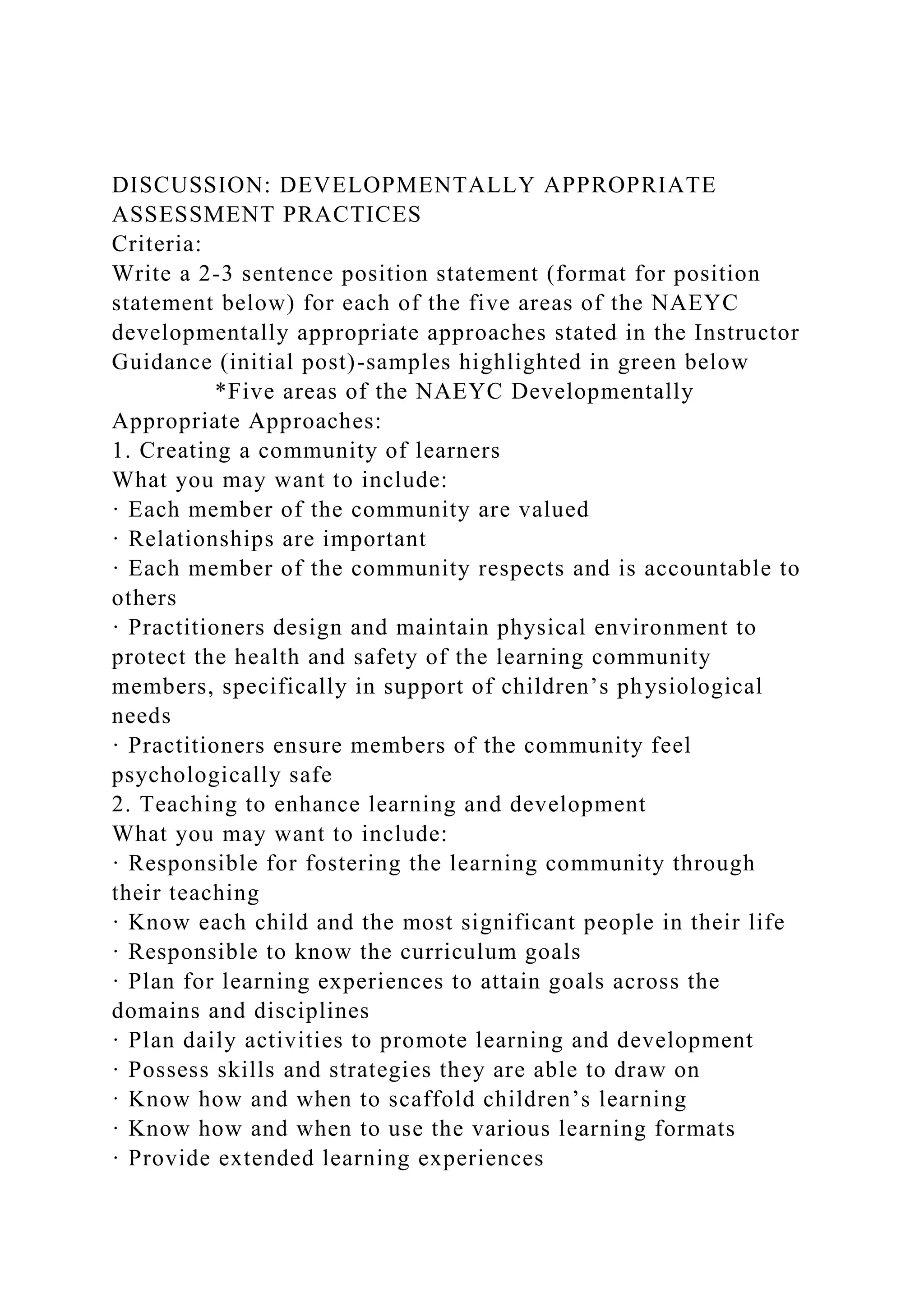 DISCUSSION DEVELOPMENTALLY APPROPRIATE ASSESSMENT PRACTICESCrit.docx