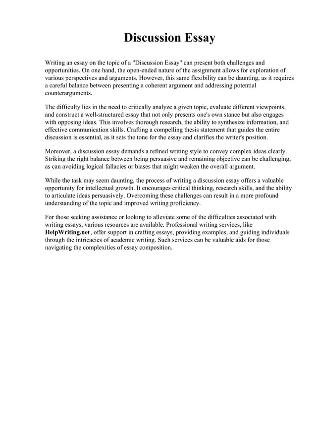 Discussion Essay. Siena Heights University | PDF