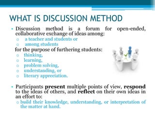 Relation between Discussion method and seminar method | PPTX | Postgraduate Education | College ...